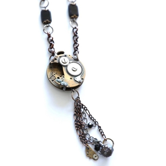 Hand Crafted | Jewelry | Steampunk Handmade Necklace Bronze Toned Clock ...